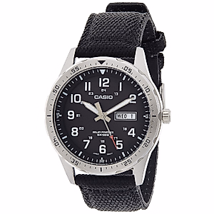 Casio Men's Solar Powered Stainless Steel Quartz Cloth Strap, Black, 22 Casual Watch (Model: MTP-S120L-1AVCF)