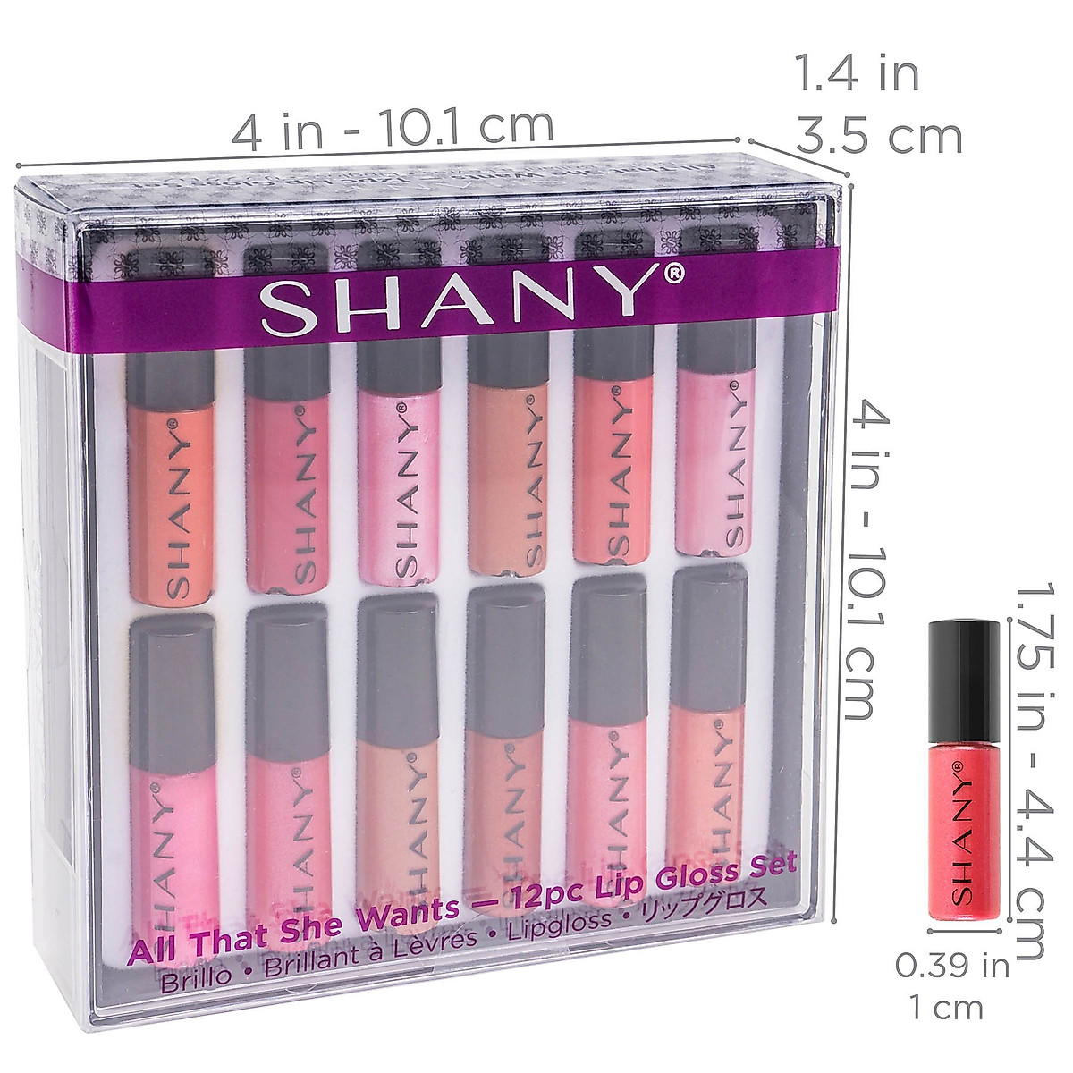 SHANY All That She Wants Lip-Gloss Set - 12 Matte, Pearl, and Shimmer petite Lip-gloss Set - Premium Gift Packaging