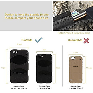 OneTigris Large Smartphone Pouch for 5.5"/6.1" Phone with Slim Survivor Case (Black)