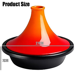 Xgxoz Enameled Cast Iron Cooking Pot, Cast Iron Cooker Pot with Ceramic Lid Enameled Cast Iron Tagine for Home Kitchen Large Capacity, Cone Shaped Lid, Cookware Gift