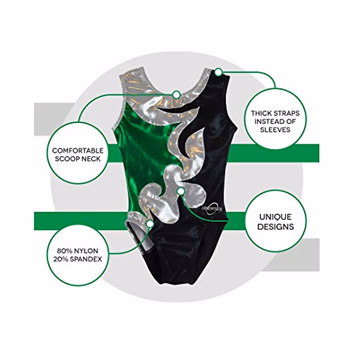 Obersee - O3GL064CL - Girl's Girls Gymnastics Leotard - Mia Green | Child (8-10 Years)