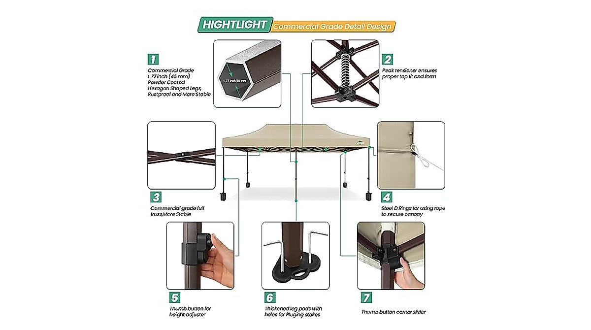 COBIZI 10x20 Heavy Duty Canopy Tent with Sidewalls