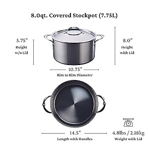Hestan - NanoBond Collection - Titanium Stainless Steel 8-Quart Stock Pot with Lid - Toxin, PFAS, & Chemical Free Clean Cookware, Induction Cooktop Compatible