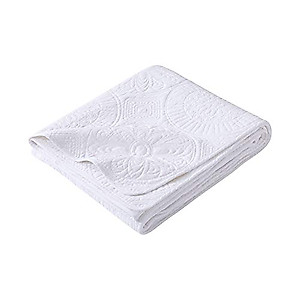 Soul & Lane Inner Circle 100% Cotton White Oversized Lap Quilt - 60" x 70" | Solid Modern Throw Blanket