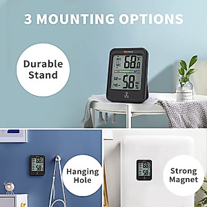 3.8 Inch Indoor Thermometer for Home, Temperature and Humidity Monitor, Room Thermometer Hygrometer with Magnetic, Temperature Humidity Gauge Comfort Indicator for Home Office Greenhouse-2PACK