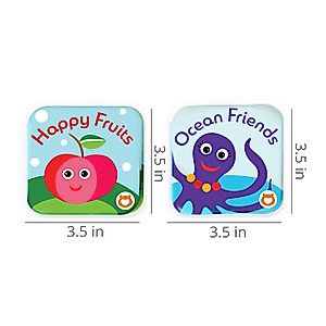 Floating Baby Bath Books - Bath Books for Babies, Infants - Waterproof, Mold-Free Bath Toys for Learning & Early Education (Set of 2 - Fruits & Sea Animals)