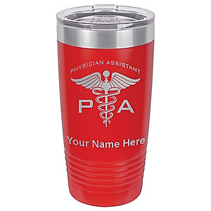 LaserGram 20oz Vacuum Insulated Tumbler Mug, PA Physician Assistant, Personalized Engraving Included (Red)