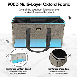 BALEINE Extra Large Utility Tote Bag with Wire Frame for Storage (Yellow, 22''x12''x10'')