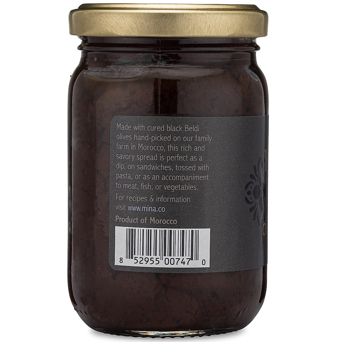 Mina Black Olive Spread, Gourmet Olive Tapenade, 7 oz (200g) - Premium Olive Spread made with Dry Cured Black Olives, Perfect for Appetizers, Dips, and More, Made with Moroccan Olives