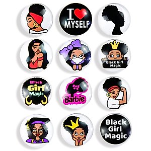 12 Pack Black Girl Magic Refrigerator Magnets-Funny Refrigerator Magnets-Whiteboard Decoration Magnet-Locker Magnets Cute Refrigerator Magnet, Kitchen Classroom and Office