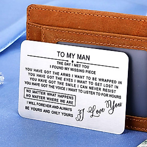 to My Man Wallet Insert Card Valentines Day Gifts for Boyfriend Him Birthday Husband Anniversary for Fiance Groom Wedding Engagement Mini I Love You Note Christmas Stocking Stuffers from Girlfriend