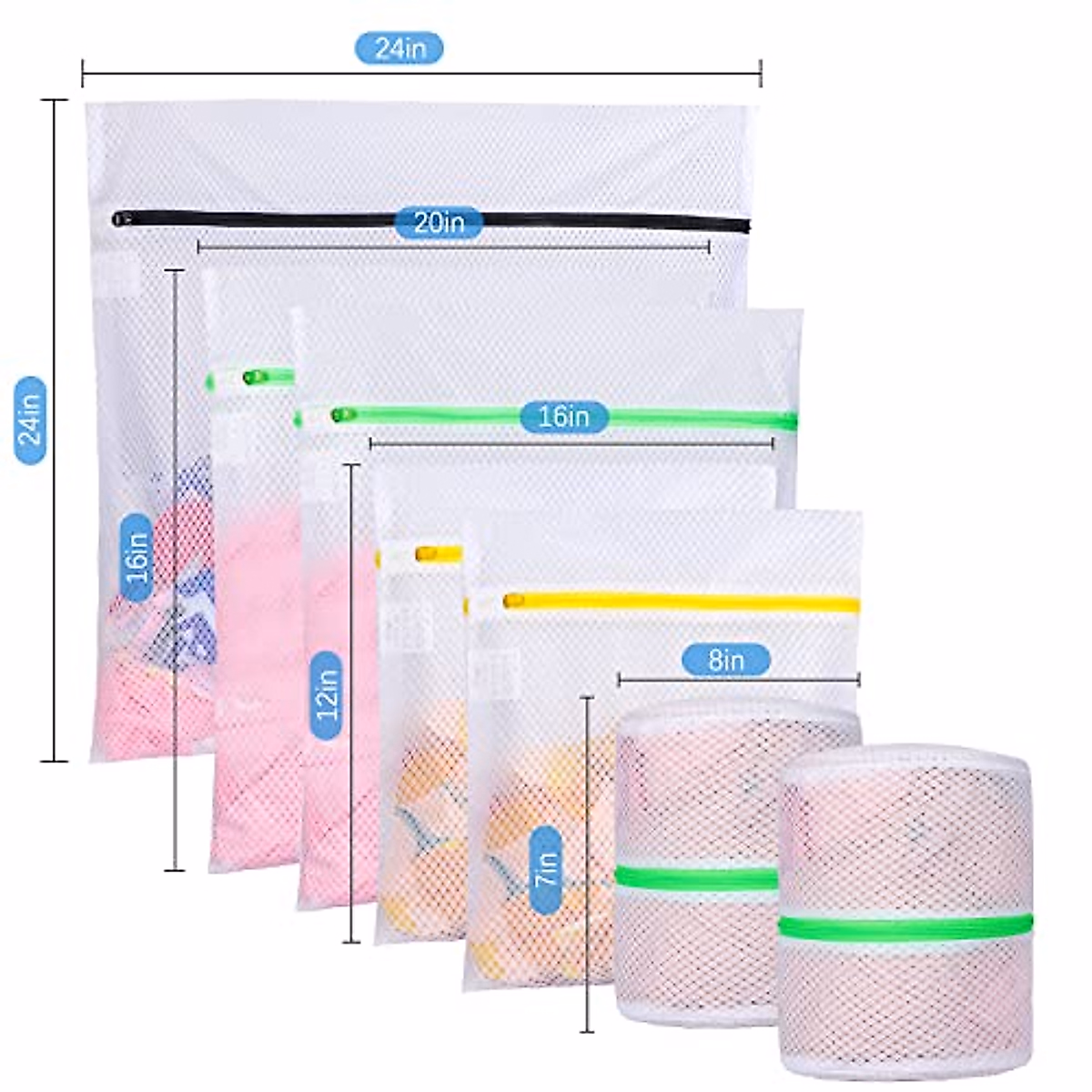 GOGOODA Mesh Laundry Bags, Delicates Washing Bags for Sweater Blouse Hosiery Bras Premium Wash Bags for Travel Storage Organization (7 Set)