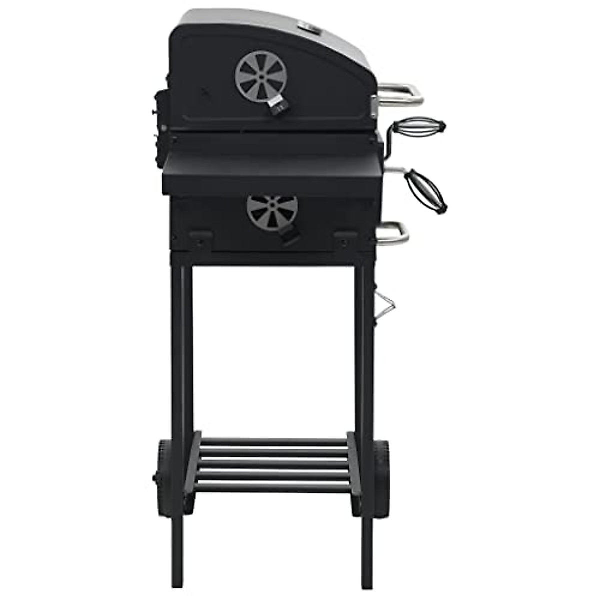 VRAXO Charcoal-Fueled BBQ Grill with Bottom Shelf Black,Outdoor Grills-37.84lbs