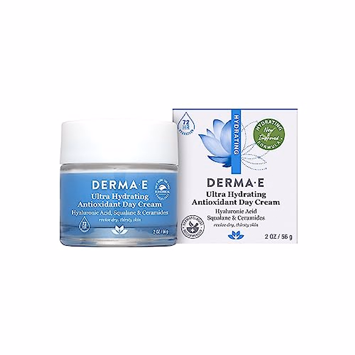 DERMA-E Ultra Hydrating Antioxidant Day Cream – Advanced Face Moisturizer with Anti-Aging Squalane, Hyaluronic Acid and Ceramides to Smooth and Nourish, 2 Oz