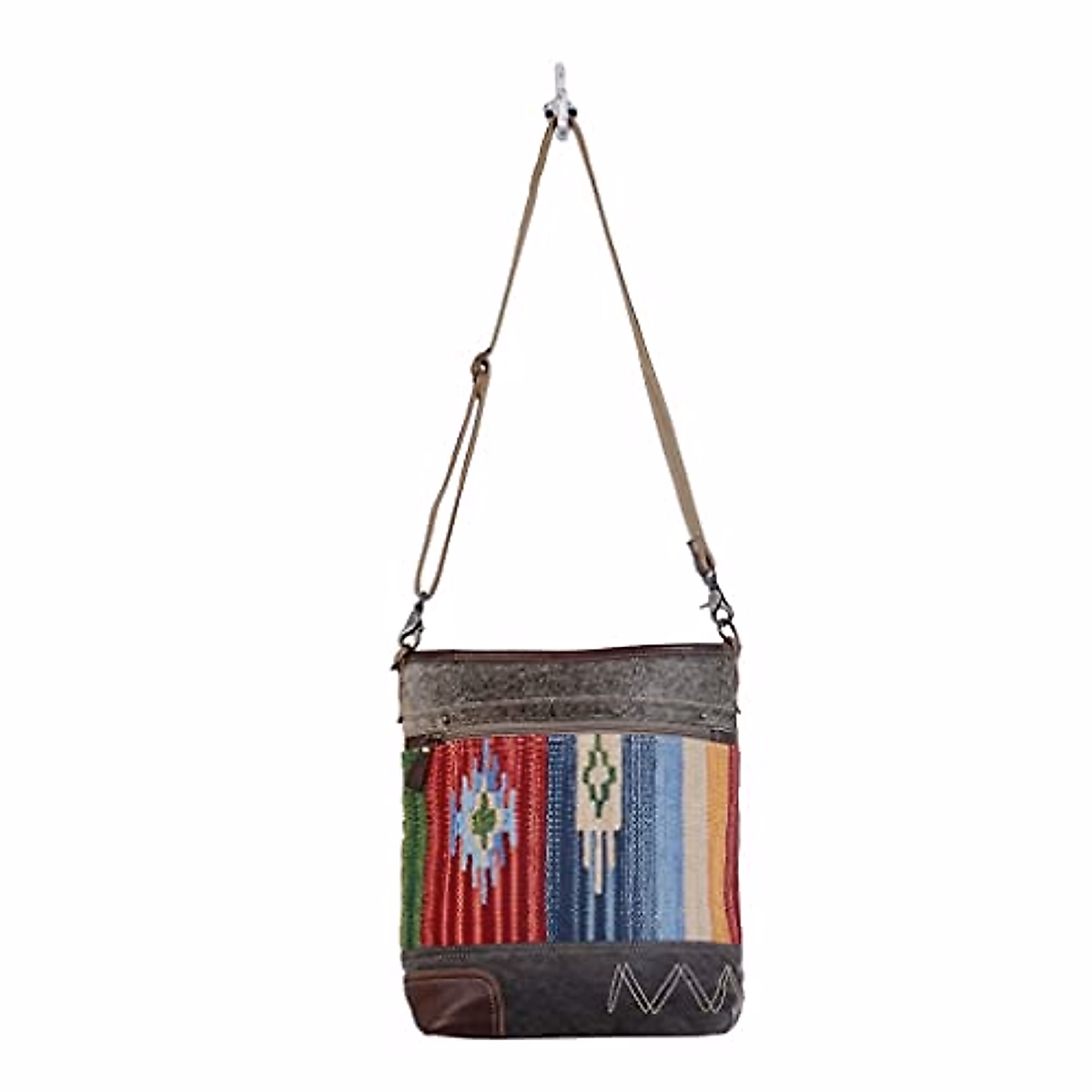 Myra Bag Technicolor Shoulder Bag Upcycled Cotton & Hair Leather S-3060