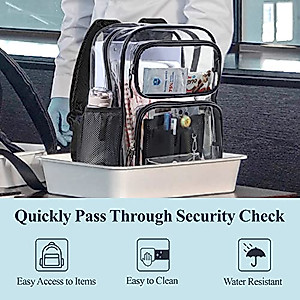 PACKISM Clear Backpack for School - 17" Heavy Duty PVC Transparent Backpacks with Multi-pockets for College Workplace Security, Black(for age 12 above)