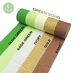 Sage Green Birthday Party Decorations 5 Rolls Crepe Paper Streamers for Wedding, Bridal/Baby Shower, Birthday, Engagements Party Decorations