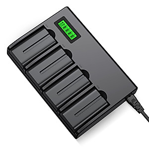 NP-F550 Battery 4 Pack and 4 Channel Charger Compatible with Sony NP-F970, NP-F960, NP-F950, NP-F930, NP-F770, NP-F750, NP-F570, NP-F550 Battery