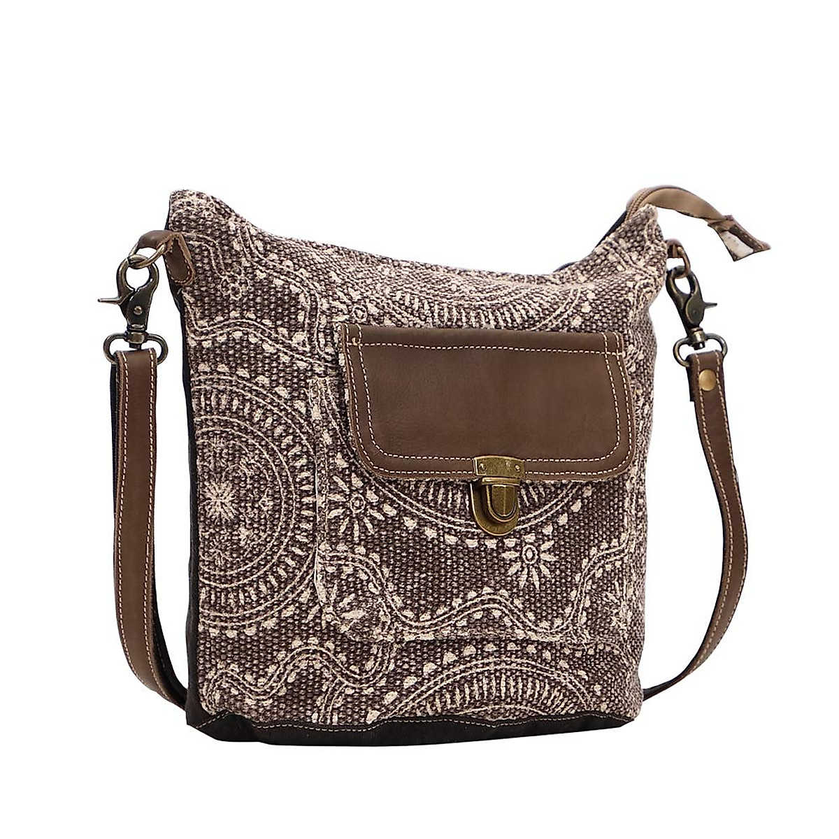 Myra Bag Indigo Upcycled Canvas & Leather Shoulder Bag S-1451