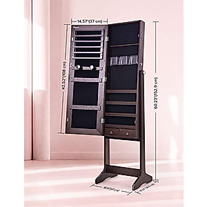 Nicetree 2022 Upgraded Jewelry Armoire with Mirror, Wall/Door Mounted Jewelry Cabinet, Freestanding Mirror with Jewelry Storage