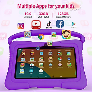 Veidoo Kids Tablet, 7 inch Android Tablet PC, 2GB RAM 32GB ROM, Safety Eye Protection Screen, WiFi, Dual Camera, Games, Parental Control APP, Tablet with Silicone Case(Purple)