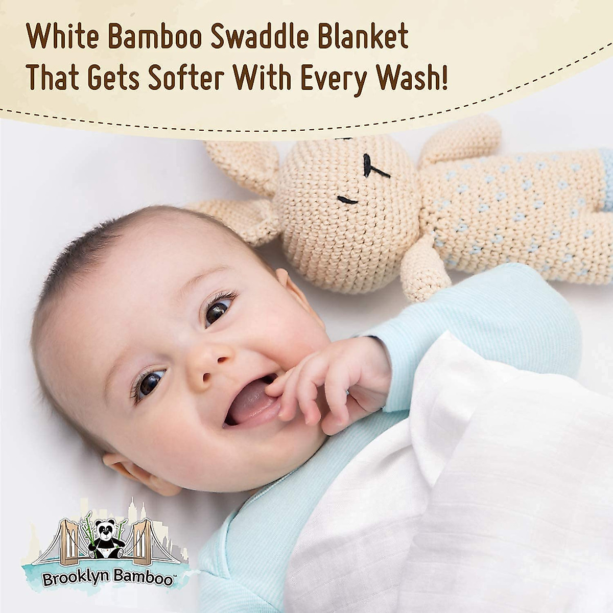 Brooklyn Bamboo Muslin Swaddle Blanket for Baby Newborn Toddlers – Muslin Blanket Unisex Ultra Soft Organic Quick Dry and Absorbent and Odor Free Single