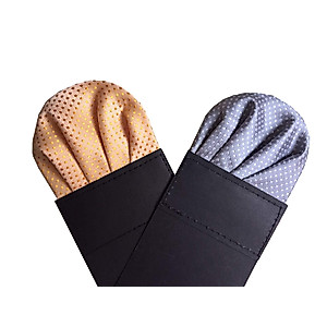 PreFolded Pocket Squares for Men On Card Polka dots Polyester Stain 8 Pieces