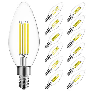 SHINESTAR 12-Pack E12 Candelabra LED Light Bulbs, 60 Watt Equivalent, Daylight 5000K, Dimmable
