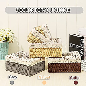 3 Pcs Handmade Wicker Storage Baskets Set Shelf Baskets,Woven Decorative Home Storage Bins for Bedroom,livingroom,kitchenroom,Table,Closet,Pantry, Entryway, Home Decor Brown