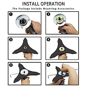 CZS 6 Steel Razor Blade Trimmer Head & 3 Teeth Brush Cutter Blade 67Mn Grass Steel Blades Tool with Adapter Accessories for Mower Weed Tools Mower Weed Tools