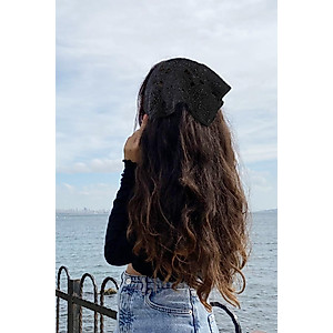 Crochet Bandana Headbands Head Kerchief for Women Crochet Knitted Headwrap Handmade Vintage Hair Bandanas 2 Pcs