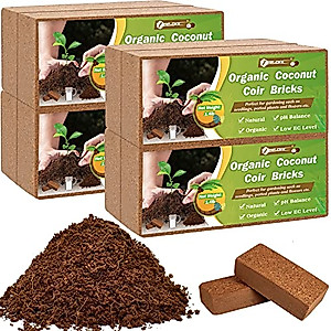 ZeeDix 8 Pcs Premium Coco Coir Compressed Coconut Coir 100% Organic Coco Coir Brick Coconut Coir Bricks with Low EC and pH Balance for Plants Gardening Herbs
