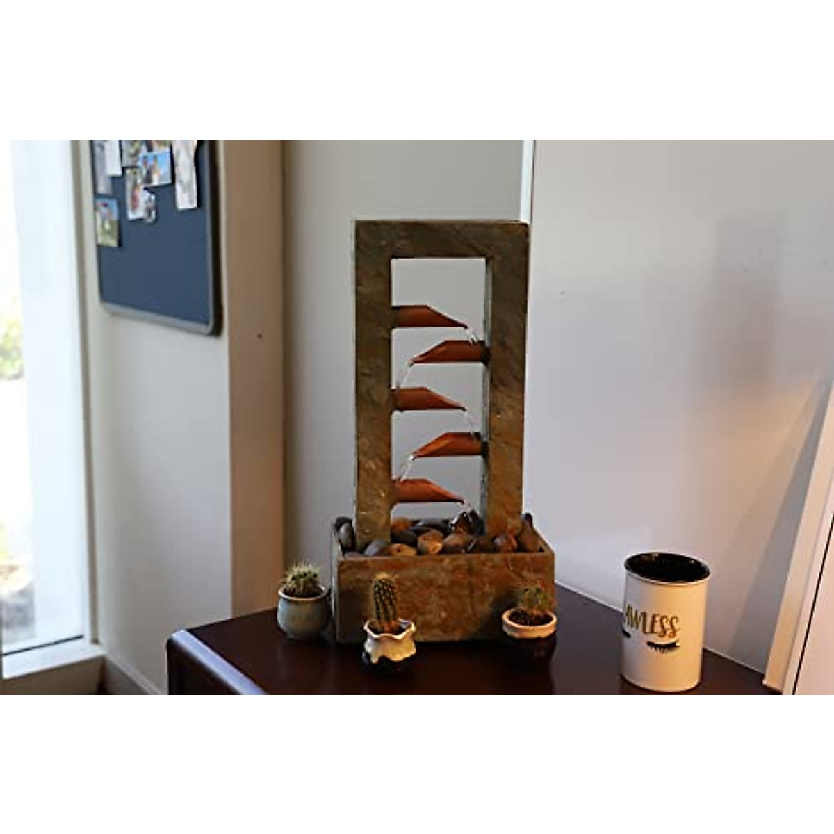 Kenroy Home 51008SLCOP Spillway Indoor Table Water Fountain, Slate and Copper