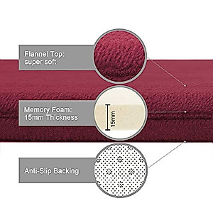 AOACreations Memory Foam Bath Rug, Bathroom Mat Set of 3, Soft, Plush, Absorbent, Low Pile, Includes 1 Large 20" x 32", 1 Contour 20" x 20", 1 Small 16" x 24" (Burgundy)