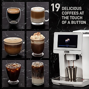 Zulay Magia Super Automatic Coffee Espresso Machine - Frother Handheld Foam Maker for Lattes - Espresso Coffee Maker With Easy To Use 7” Touch Screen & Executive Milk Frother with Stand