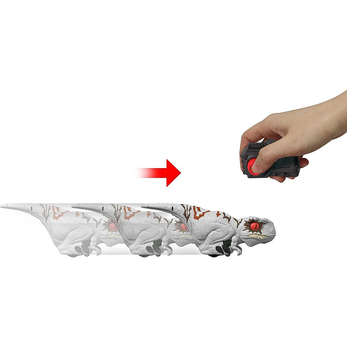 Mattel Jurassic World Dominion Uncaged Dinosaur Toy with Clicker-Controlled Motion & Sound, Click Tracker Atrociraptor Ghost Dino Action Figure