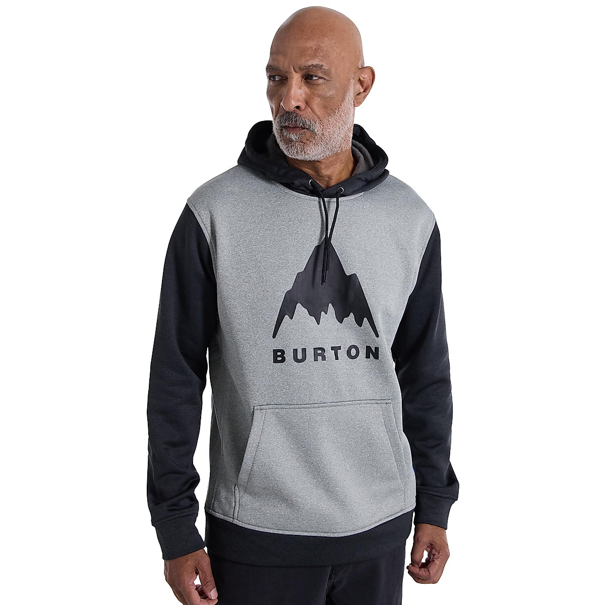 Burton Men's Oak Pullover Hoodie, Gray Heather/True Black, XL