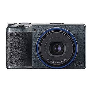 Ricoh GR IIIx Urban Edition, Metallic Gray Body with Navy Blue Ring, Digital Compact Camera with 24MP APS-C Size CMOS Sensor, 40mmF2.8 GR Lens (in The 35mm Format)