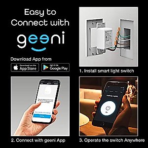 Geeni TAP Smart Wi-Fi Light Switch, No Hub Required, Compatible with Alexa, Google Home, Requires 2.4 GHz Wi-Fi (Smart Light Switch - 4 Pack)