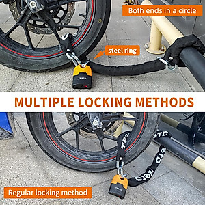 Motorcycle Lock Chain Lock 5.3feet/160cm Long Heavy Duty Anti-Theft Bike Chain Locks Security 10mm Thick Chain with Bright-Colored Lock 4 Keys for Motorcycles,Generator,Containers(8.6lbs)