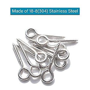 IMScrews 10-Pack Stainless Steel Heavy Duty Screw Eyes, #18 x 3-1/4 Inch, Lag Eyebolt for Hanging, Rust-Resistant Long Eyelet Screws, Ideal for Indoor and Outdoor Use
