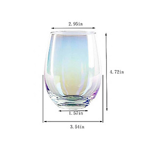 HELLWANG Stemless Wine Glasses, 20 Ounce Seven Color Dazzling Wine Glass for Red or White Wine, Whiskey- Pool Party Beach Travel Cups (Set of 1)