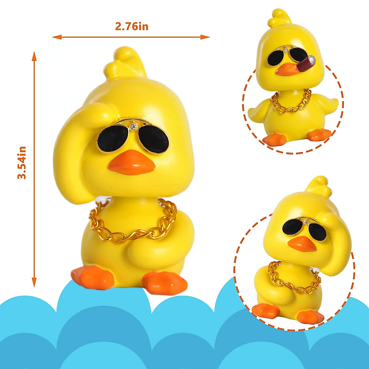 IBWell Cute Yellow Duck Car Ornaments Funny Duck Car Toy, Bobble Head Doll for Car Dashboard Decorations Accessories