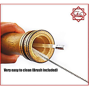 Wooden Pepper Mill or Salt Mill with a cleaning brush - 8 inch tall - Best Pepper or Salt Grinder Wood with a Adjustable Ceramic Rotor and easily refillable - Oak Wood Pepper Grinder for your kitchen