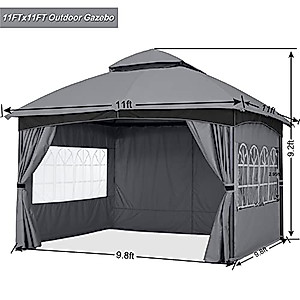 COOSHADE Patio Gazebo with Window Curtains Canopy Tent for Outdoor Garden Backyard Dark Grey