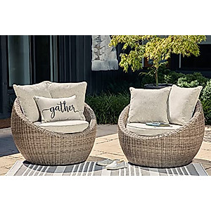 Signature Design by Ashley DANSON Swivel Lounge with Cushion, 2 Count, Light Brown
