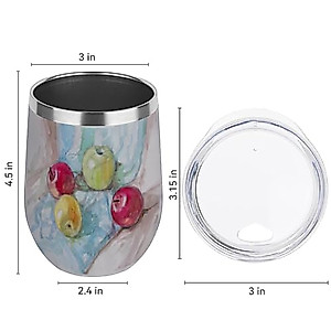 silichee 20 Oz Stainless Steel Insulated Tumblers with Lid Watercolor Still Life Fresh Apples on Insulated Tumblers Vacuum Coffee Mugs for Hot and Cold Drinks,Coffee,Wine