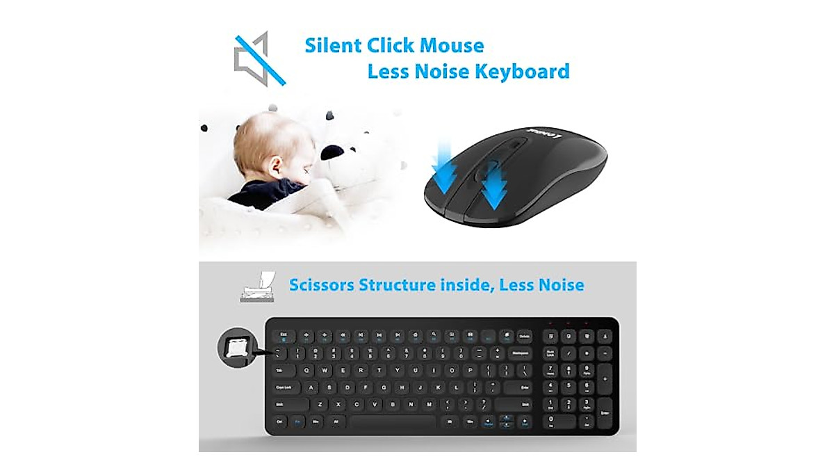 LeadsaiL Wireless Keyboard & Mouse Combo - Silent & Compact