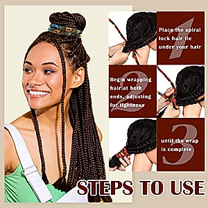 2 Pcs Spiral Lock Hair Tie Dreadlock Accessories Iron Wire Embedded Ponytail Holders Colorful Bohemian Style Loc Hair Accessories Bendable Long Dread Bands for Women Men Thick Curly Hair with 2 Bags