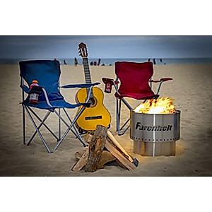 Farenheit Small 13.5 Inch Stainless Steel Fire Pit for Outside Patio Outdoor Backyard Garden Bonfire Stove Use, Wood Pellet Burning Lightweight Portable Smokeless Firepit Useful for Picnics Camping